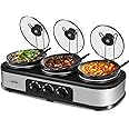 Amazon.com: Triple Slow Cooker, 3×1.5 QT Buffet Servers and Warmers, 3 ...