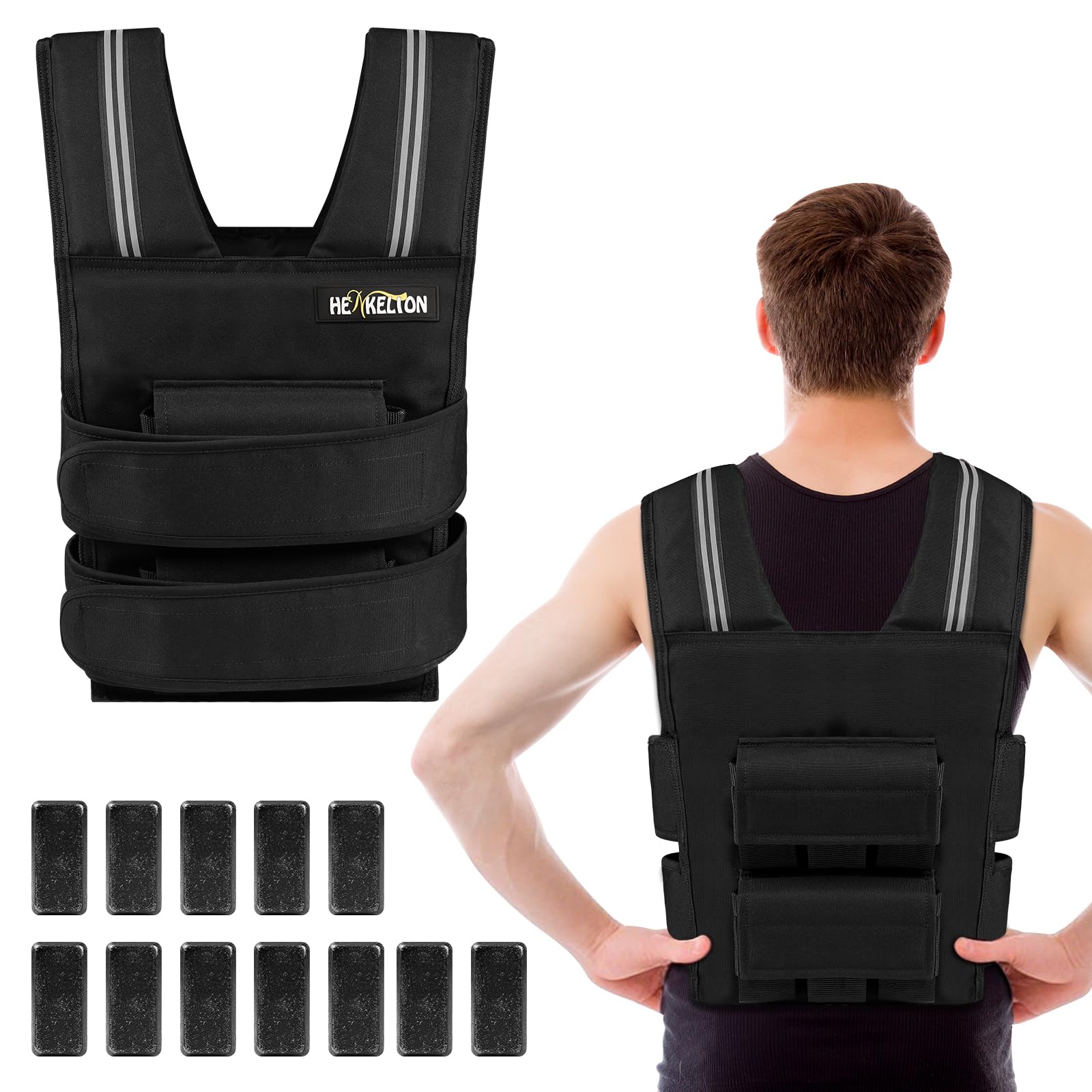 Henkelion Adjustable Weighted Vest for Men Women with Removable Iron ...