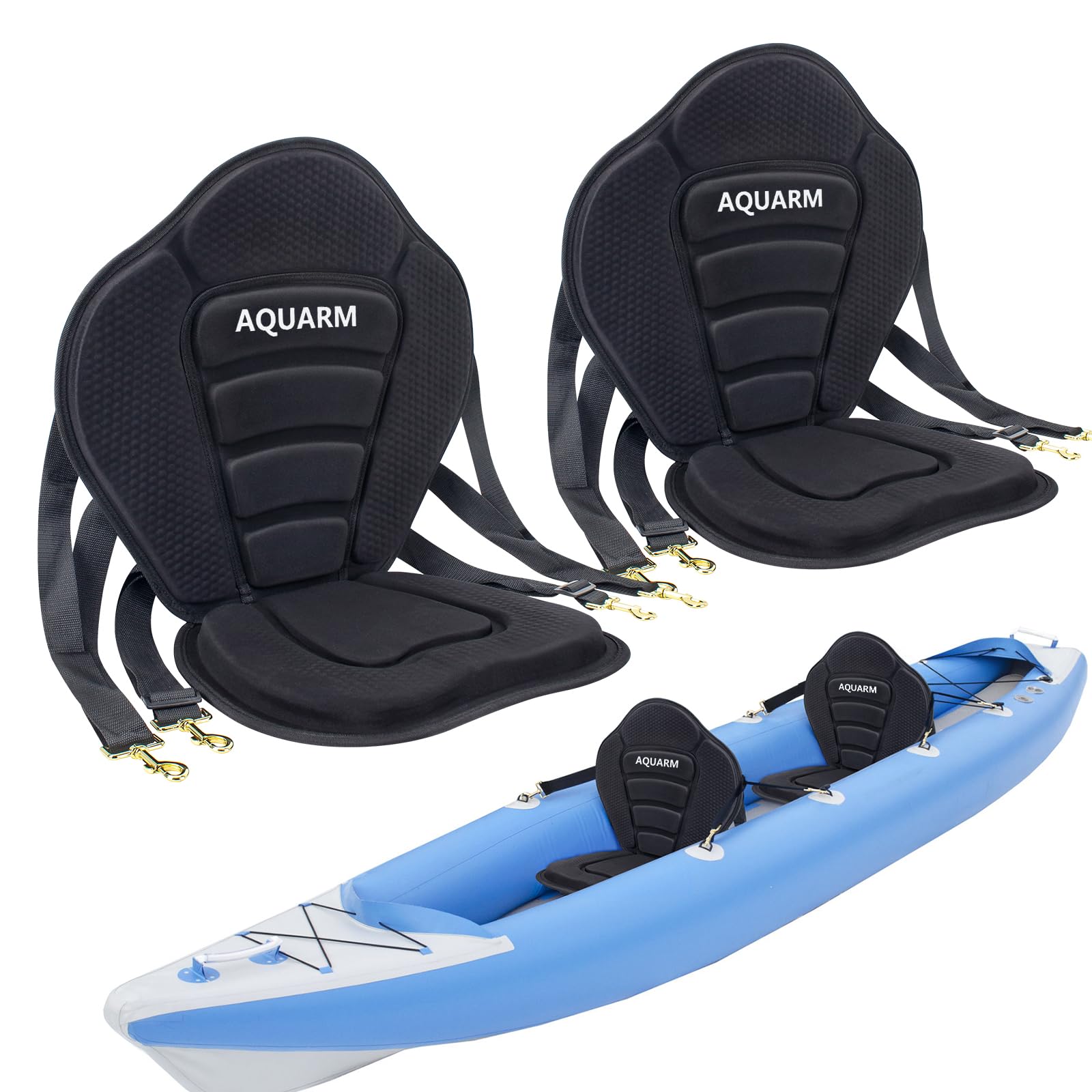 AQUARM 2 Pack Kayak Seat Deluxe Padded Canoe Seat Adjustable Kayak ...