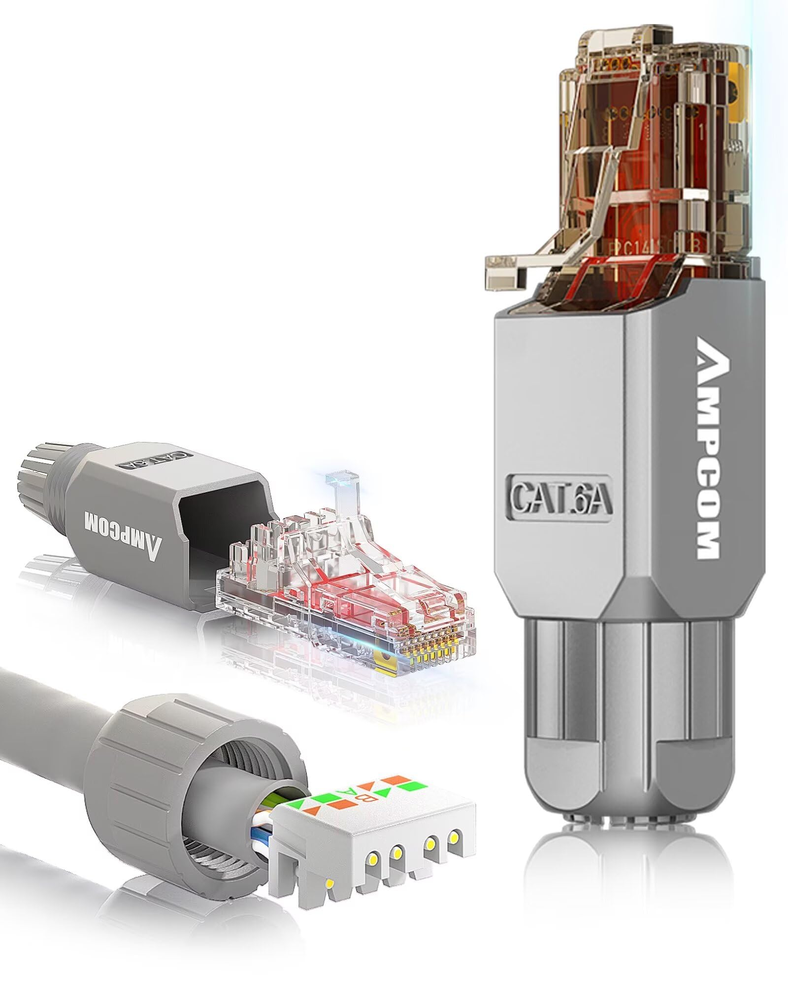 Mua AMPCOM Cat6A Tool Free RJ45 Connector UTP Field Termination Modular ...