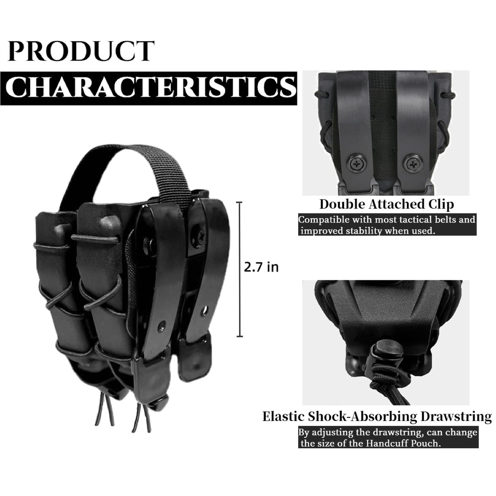 Double Handcuff Holster, Open Top Handcuff Case, Law Enforcement Cuff ...