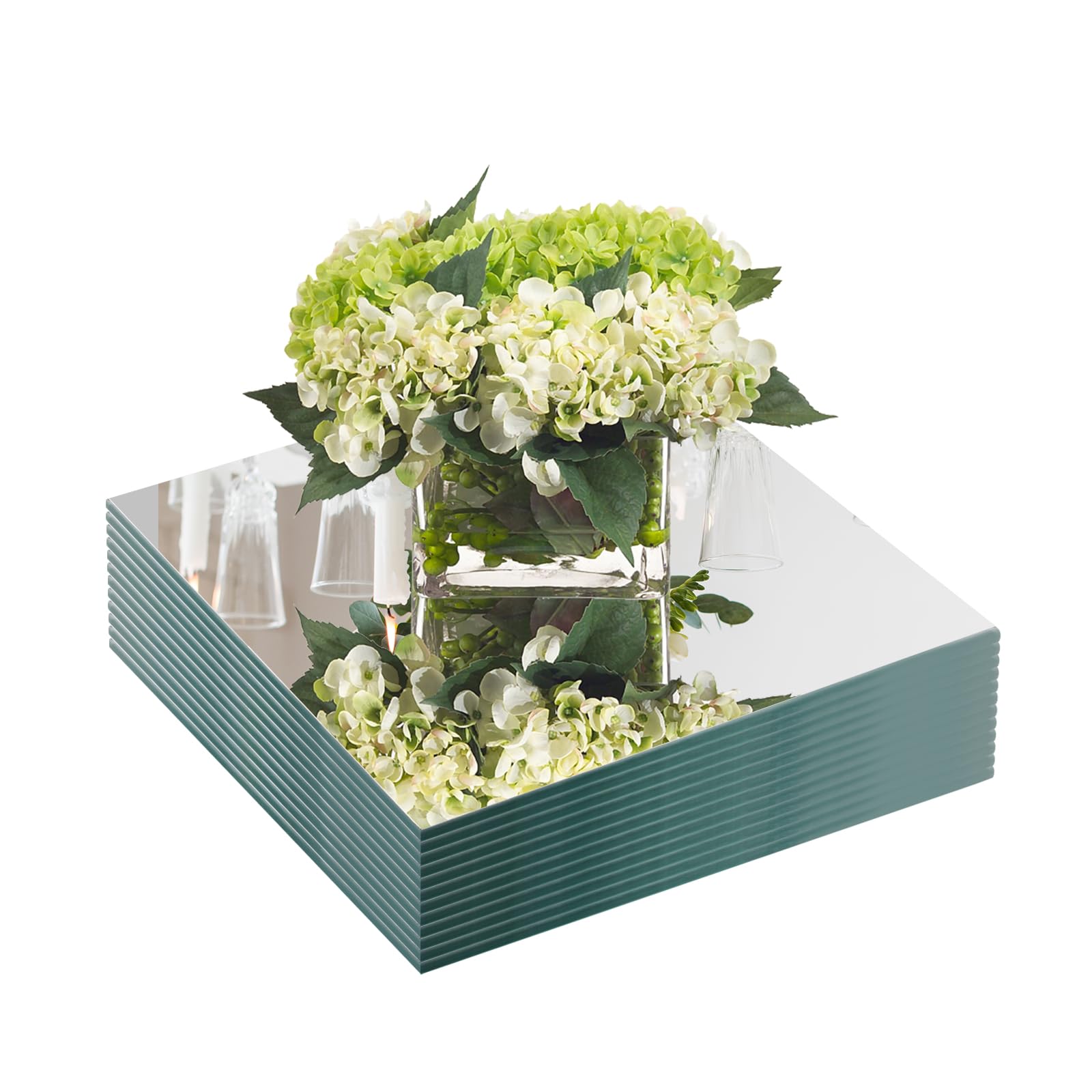 JAMBALAY 10" Square Mirror Centerpieces for Tables, Glass Mirror Plates ...