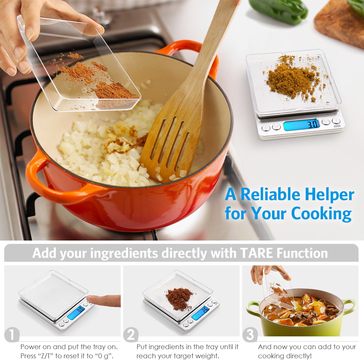 Mua AMIR Digital Kitchen Scale, 3000g 0.01oz/ 0.1g Pocket Coffee Scale ...