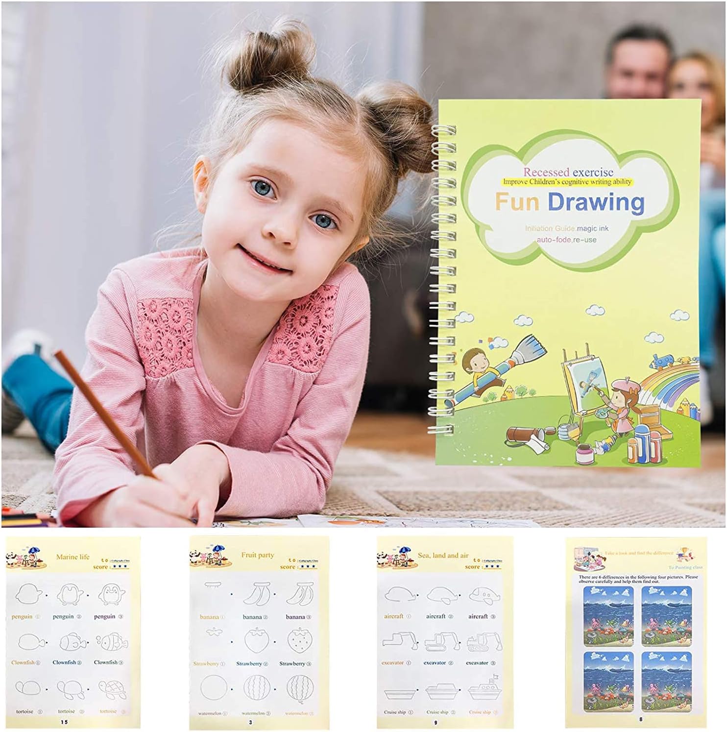 Magic Practice Copybook with Pen,4pcs Reused Caligraphy Book for Kids ...