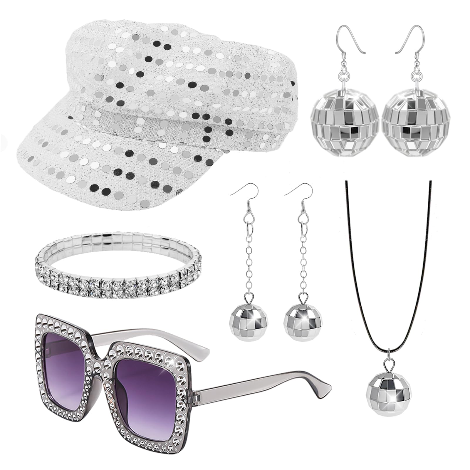 Dormklss 70s Disco Accessories Women's Disco Costume Jewelry Set with ...