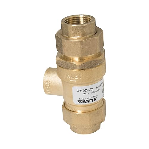 Watts 9D Series 3/4" Brass Dual Check Valve Backflow Preventer, Union ...