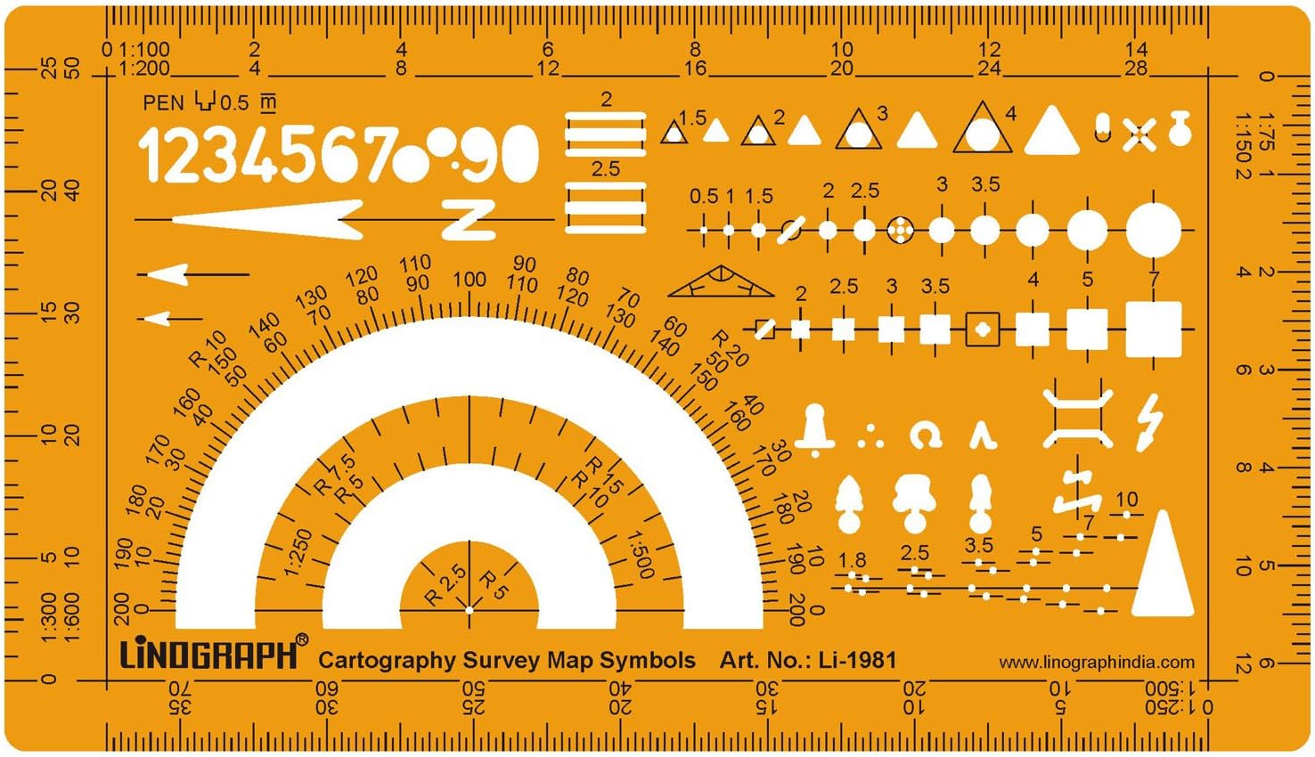Linograph Cartography Survey Map Symbols Drawing Drafting Template ...