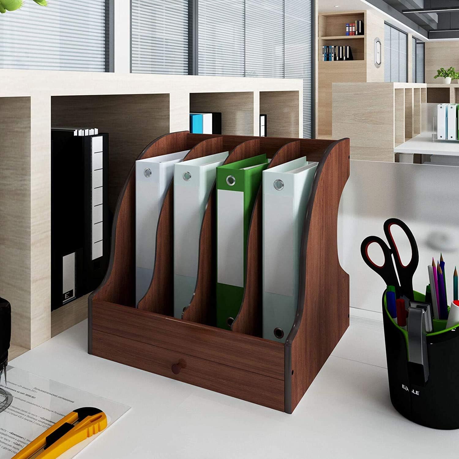 Amazon.com : Natwind Office Wood Paper Organizer for Desk Folder ...