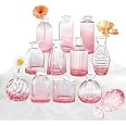 Amazon.com: Pink Vase, Glass Bud Vases Set of 12, Small Pink Glass ...