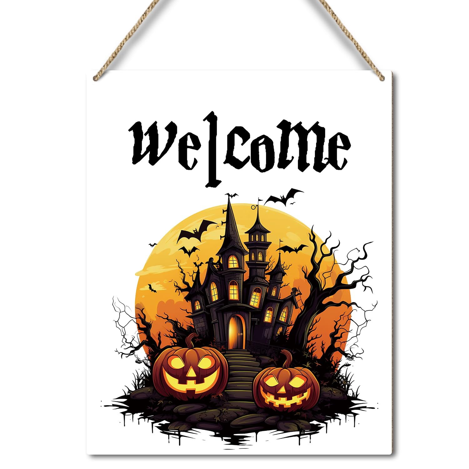 Welcome Sign Halloween Wood Plaque Front Door Sign Wall Decor, Gifts ...
