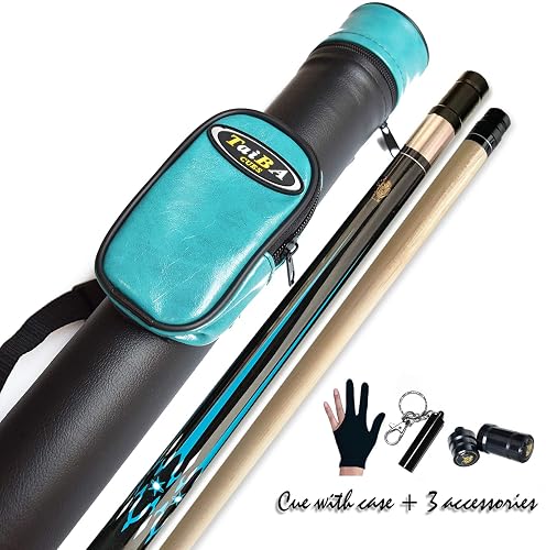 Tai Ba Cues 2-Piece Pool Cue Stick + Hard Case, 13mm Tip, 58", Hardwood ...