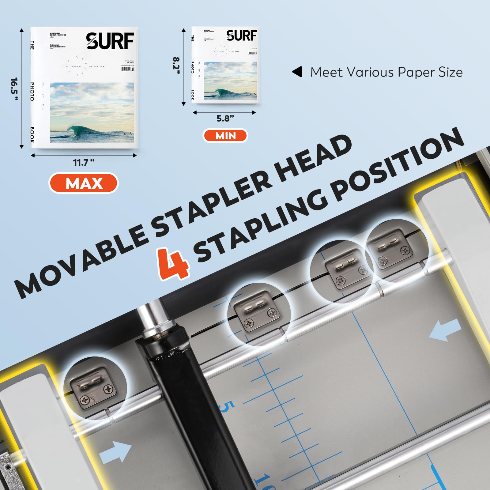 CGOLDENWALL Booklet Maker A3 Paper Folder Stapler Machine, MAX 11.7"×16 ...