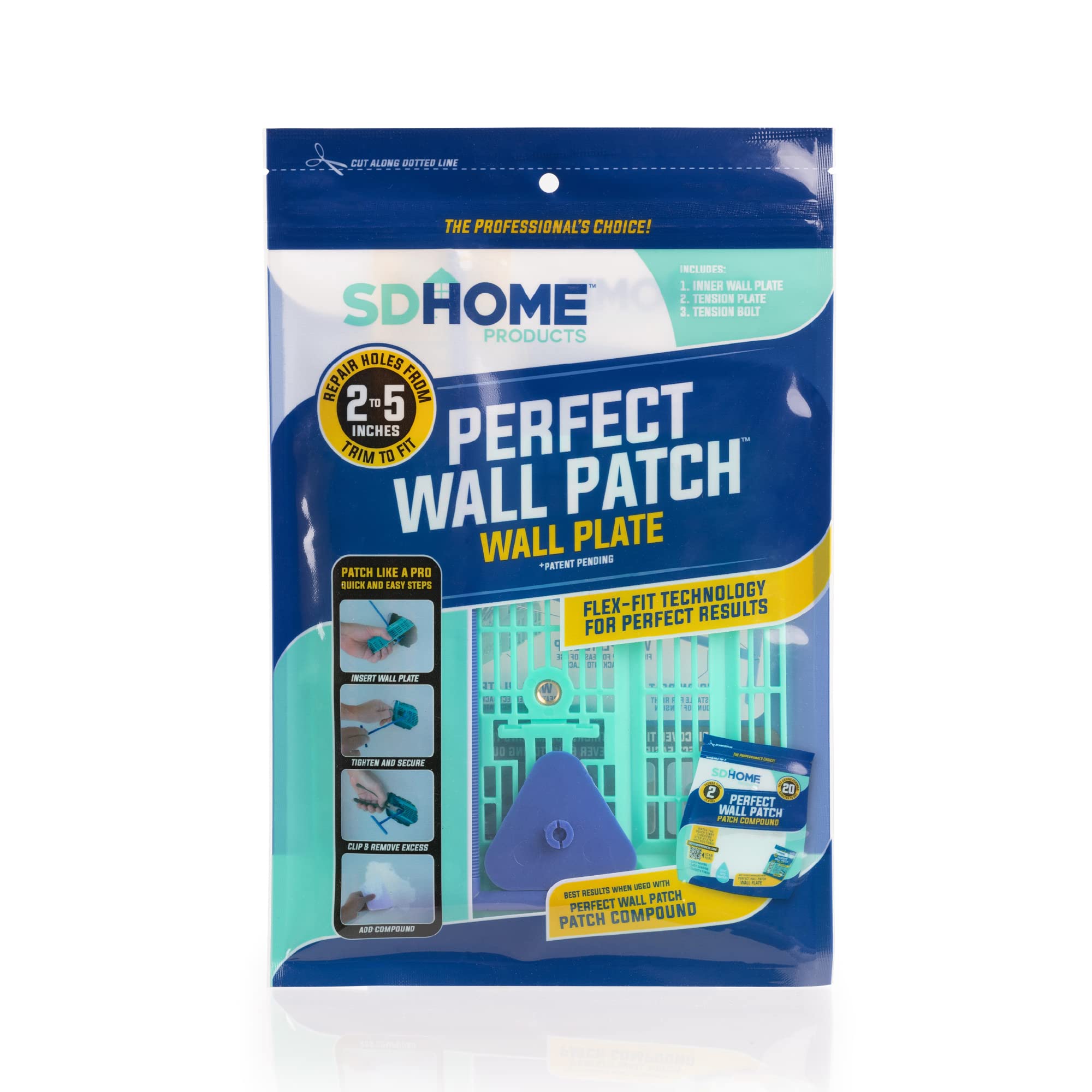 SDHome Perfect Wall Patch - Wall Plate - Repairs Holes from 2 to 5 ...