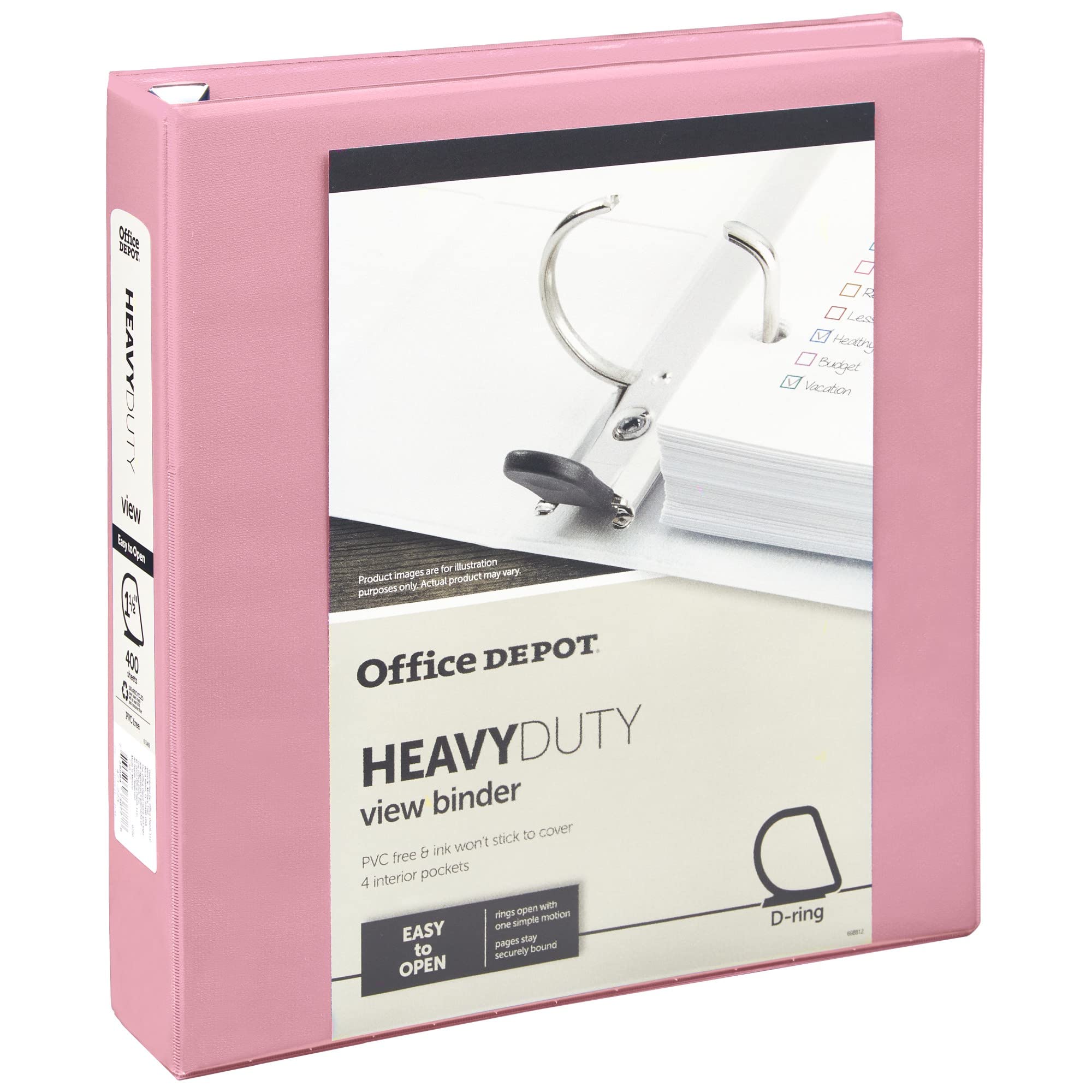 Mua Office Depot Heavy-Duty View 3-Ring Binder, 1 1/2" D-Rings, Pink ...