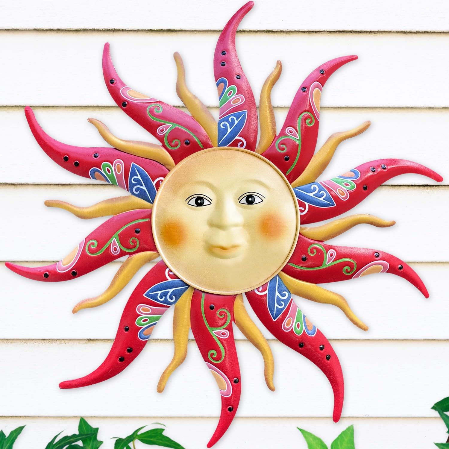 Daogtc Metal Sun Wall Art Decor-17.3 inches Rustic Retro Hanging ...