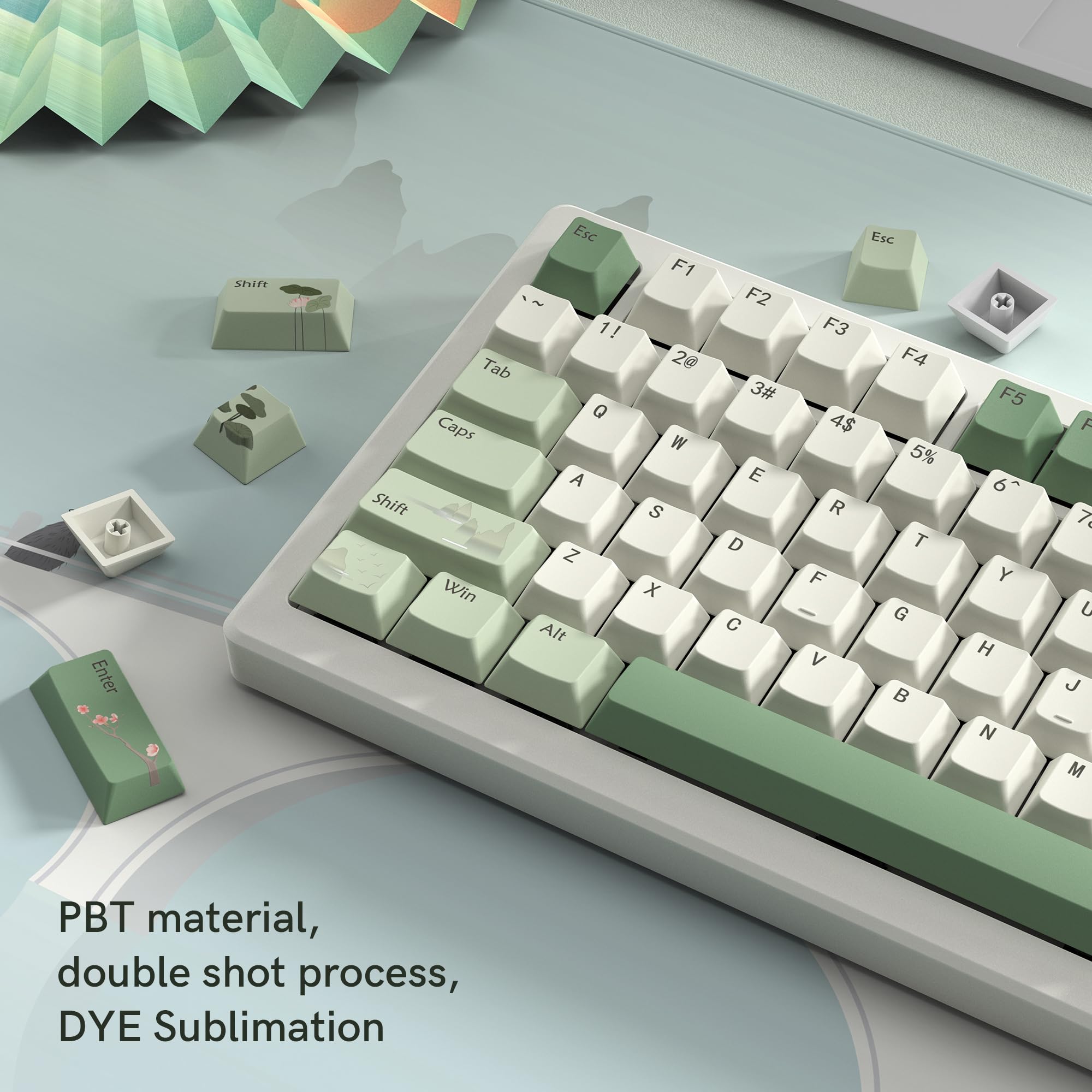 Mua dagaladoo Matcha Green Keycaps PBT,dye Sublimation keycaps 60% 65% ...