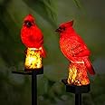 Baquler 2 Pack Cardinal Solar Lights Cardinal Outdoor Decor Red Bird ...