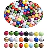 Amazon.com: 400PCS Colorful Round Wooden Beads for Craft,20 Colors ...