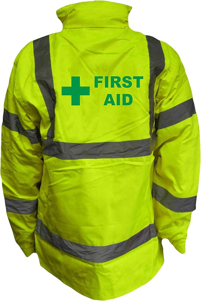 First Aid Yellow Hi Vis Parka Jacket Reflective, Waterproof, Medical ...