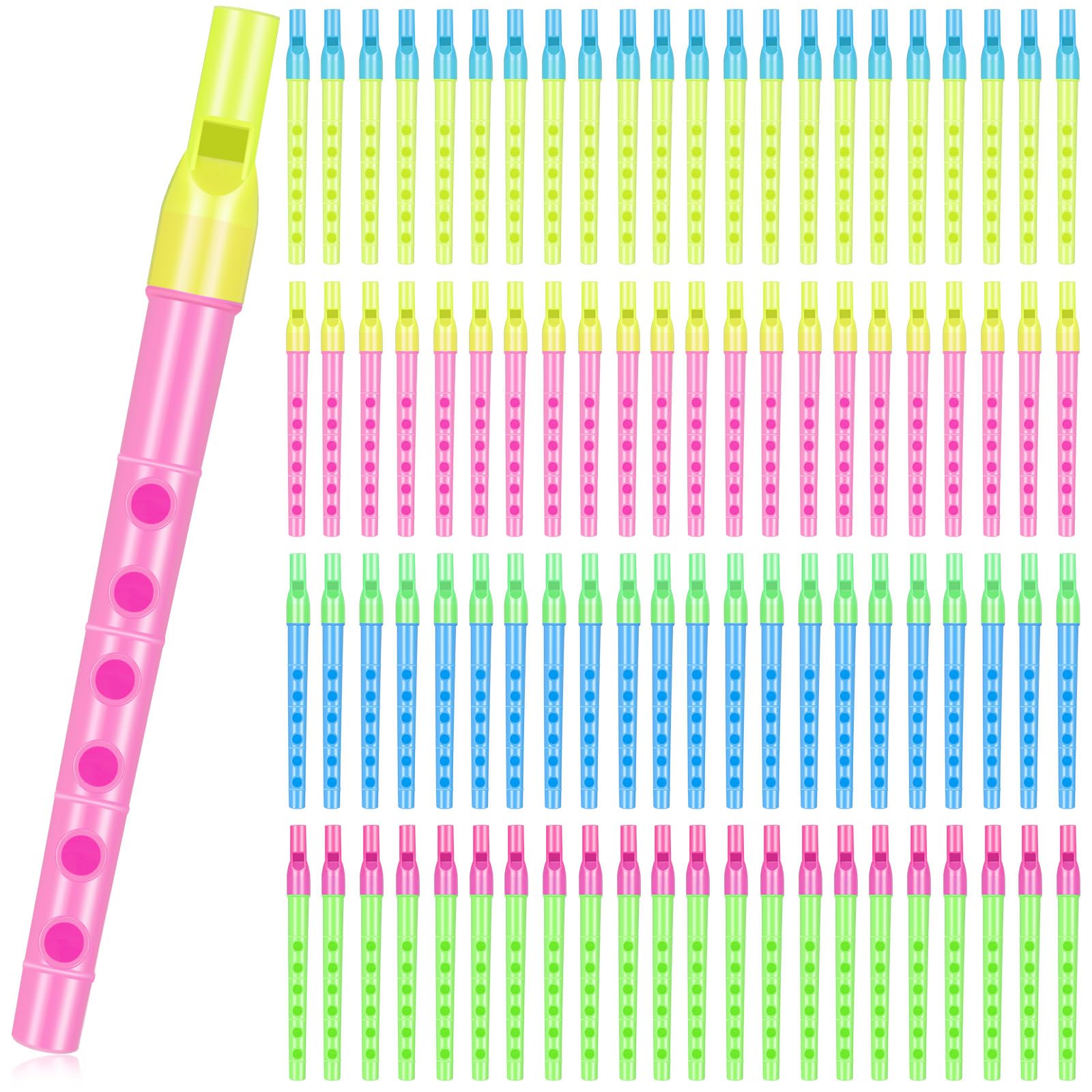Lukmaa 100 Pcs Musical Recorder Bulk 6 Hole Plastic Recorders Kids ...