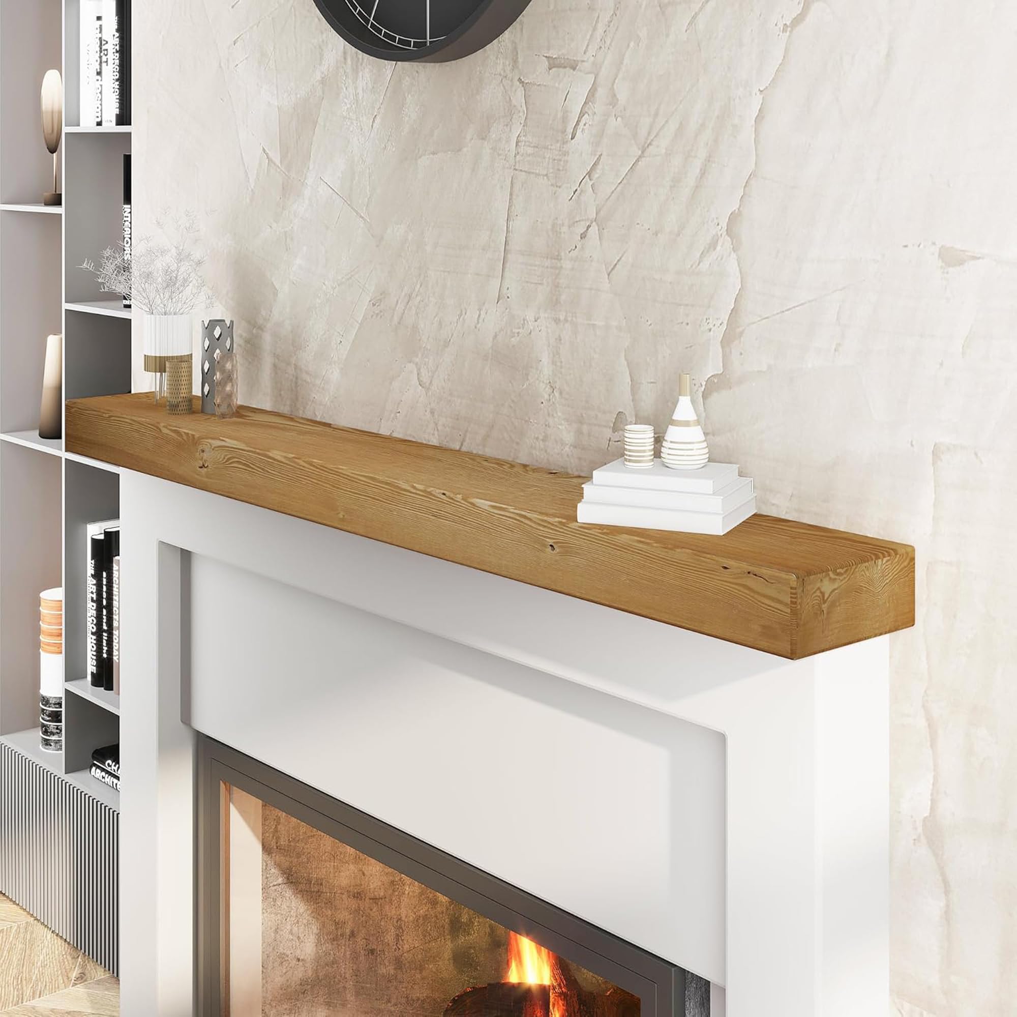 BoscoMondo Solid Wood Fireplace Mantel Shelf, Floating Mantle for ...