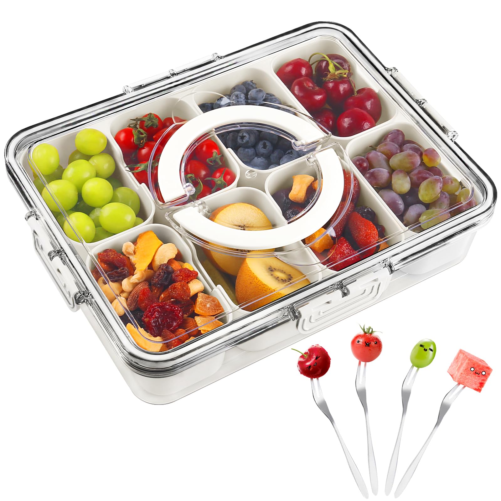 YFWE Snackle Box Container, Divided Serving Tray with Lid and Handle ...