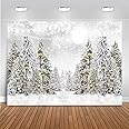 Amazon.com : Mocsicka Winter Scene Backdrop White Snowy Pine Tree Halo Spots Photography ...