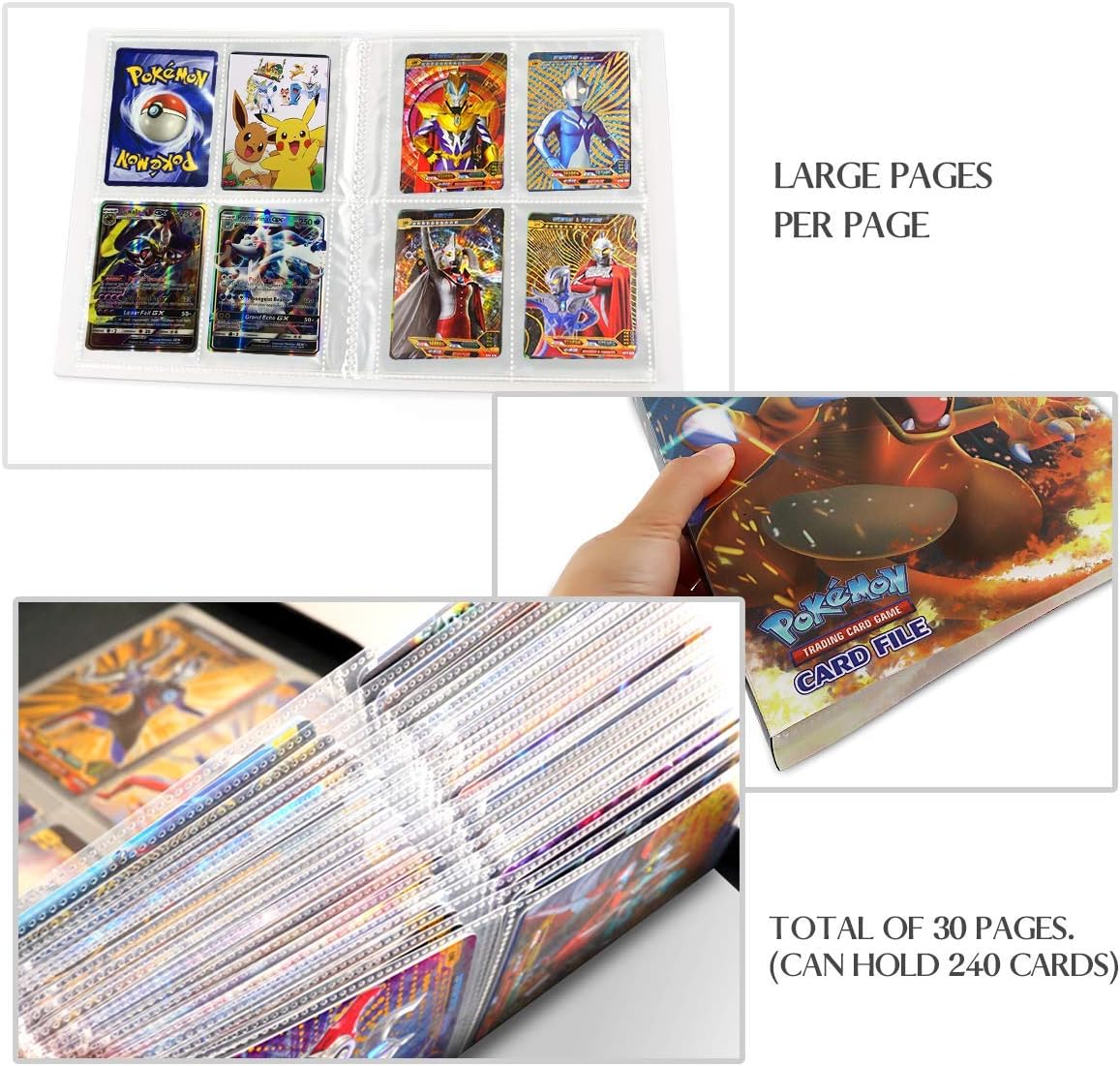 EKKONG Pokemon Cards Holder Album Pokemon Cards GX EX Trainer Albums ...