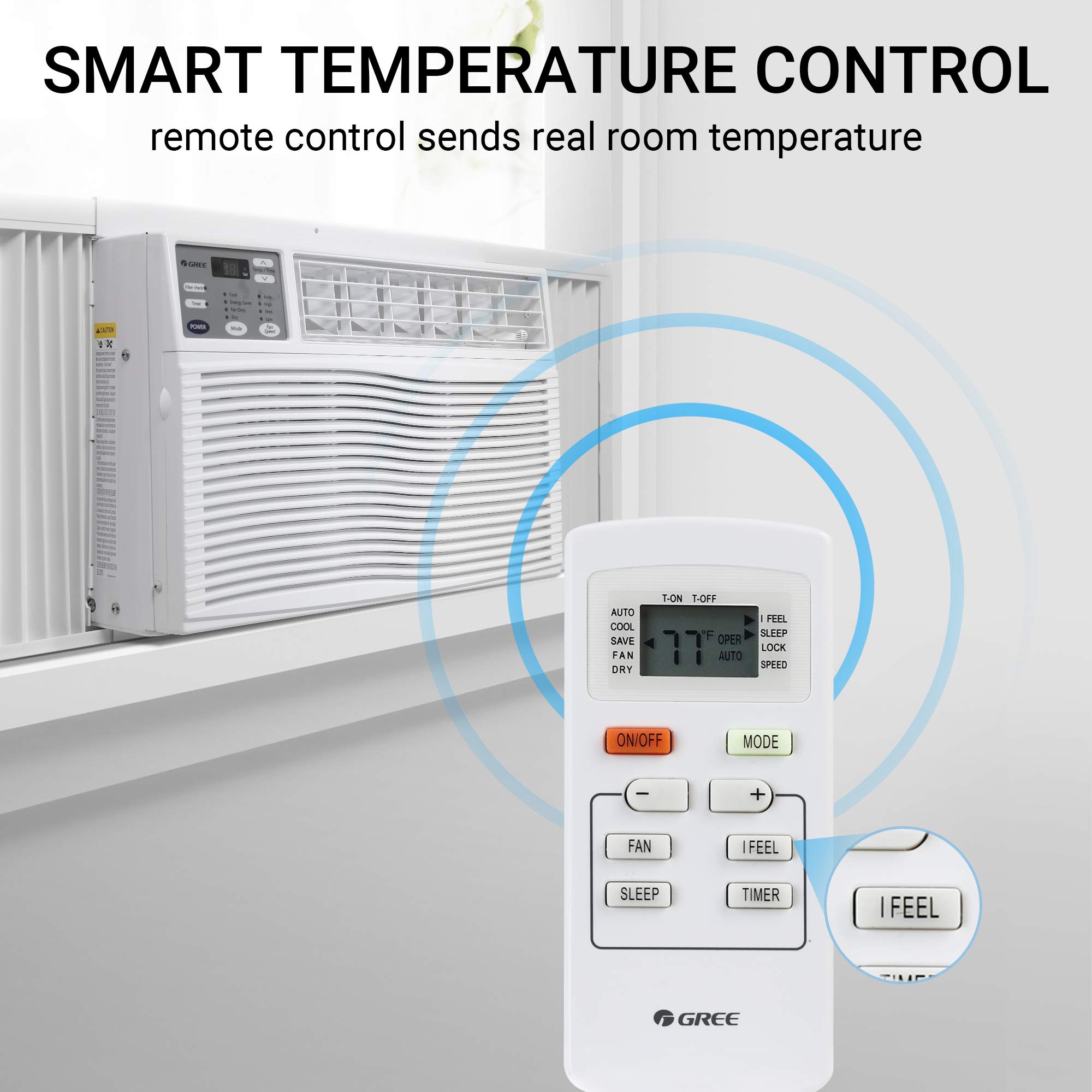 Gree 8000 BTU Window Air Conditioner with Remote Control, 3 in 1 Mini ...