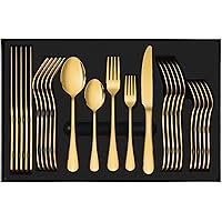 Berglander 20 Piece Titanium Gold Plated Stainless Steel Flatware Set ...