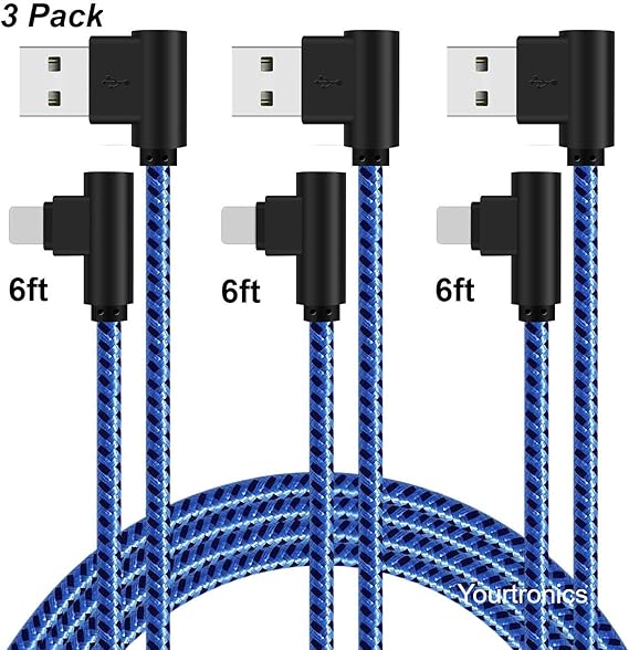 Amazon.com: 3 Pack 6FT 90 Degree Right Angle Braided Type C Fast ...