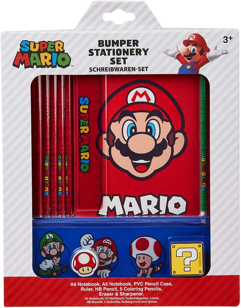Super Mario Stationery Set for Kids, Includes Pencil Case A6 and A5 ...
