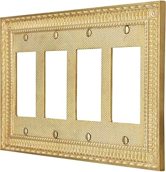 Home & Garden 4-Gang Blank Outlet Cover Unbreakable Wall Plate White ...