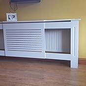 HOMCOM Extendable MDF Radiator Cover Home Office Slatted Design White ...