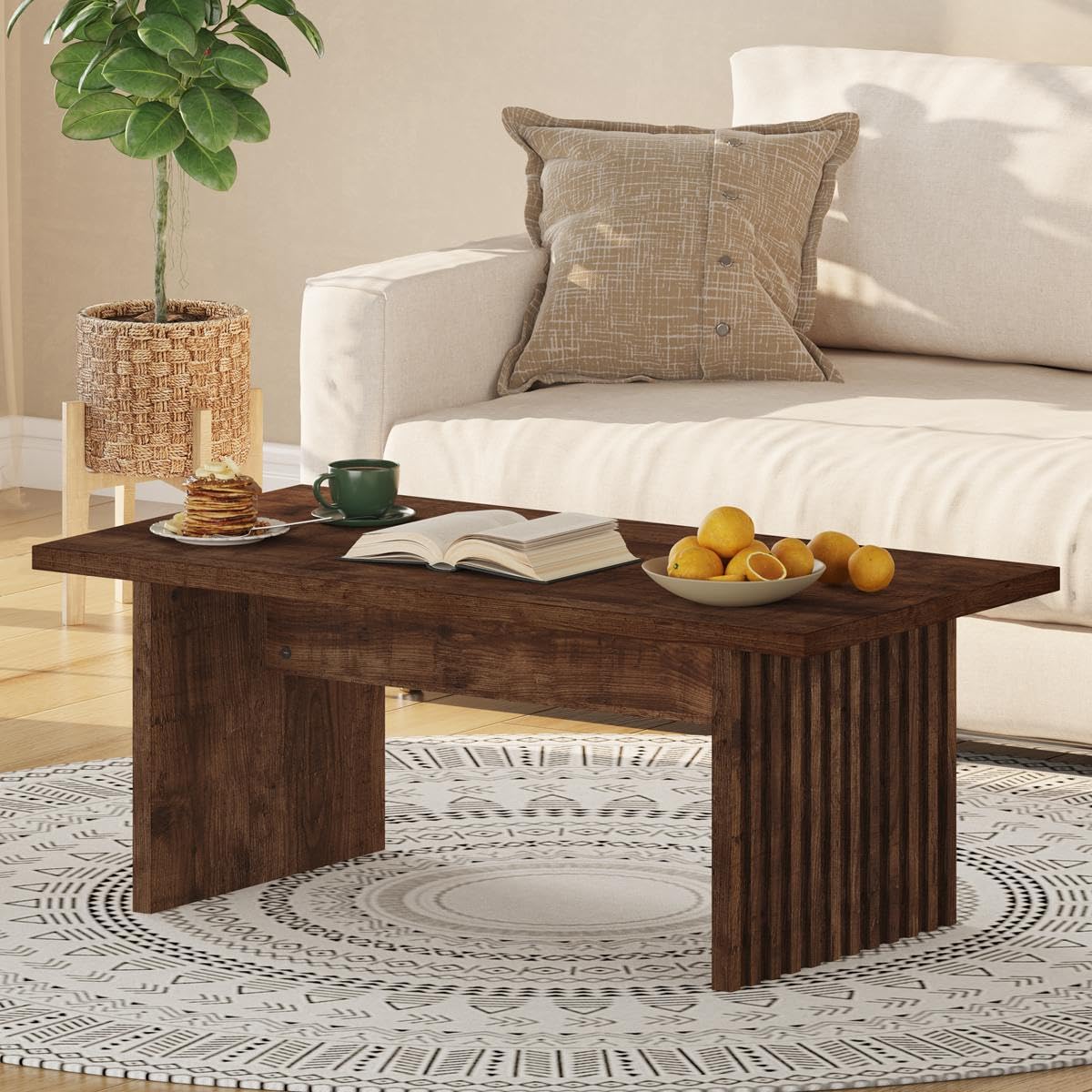 BON AUGURE Coffee Table for Living Room, Farmhouse Wood Center Table ...