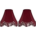 GO&SO Set of 2 Burgundy Silk Scalloped Lamp Shade, Petal Edge Braid ...