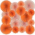 Amazon.com: 18Pc Party Hanging Orange Paper Fans, Fall Round Folding ...