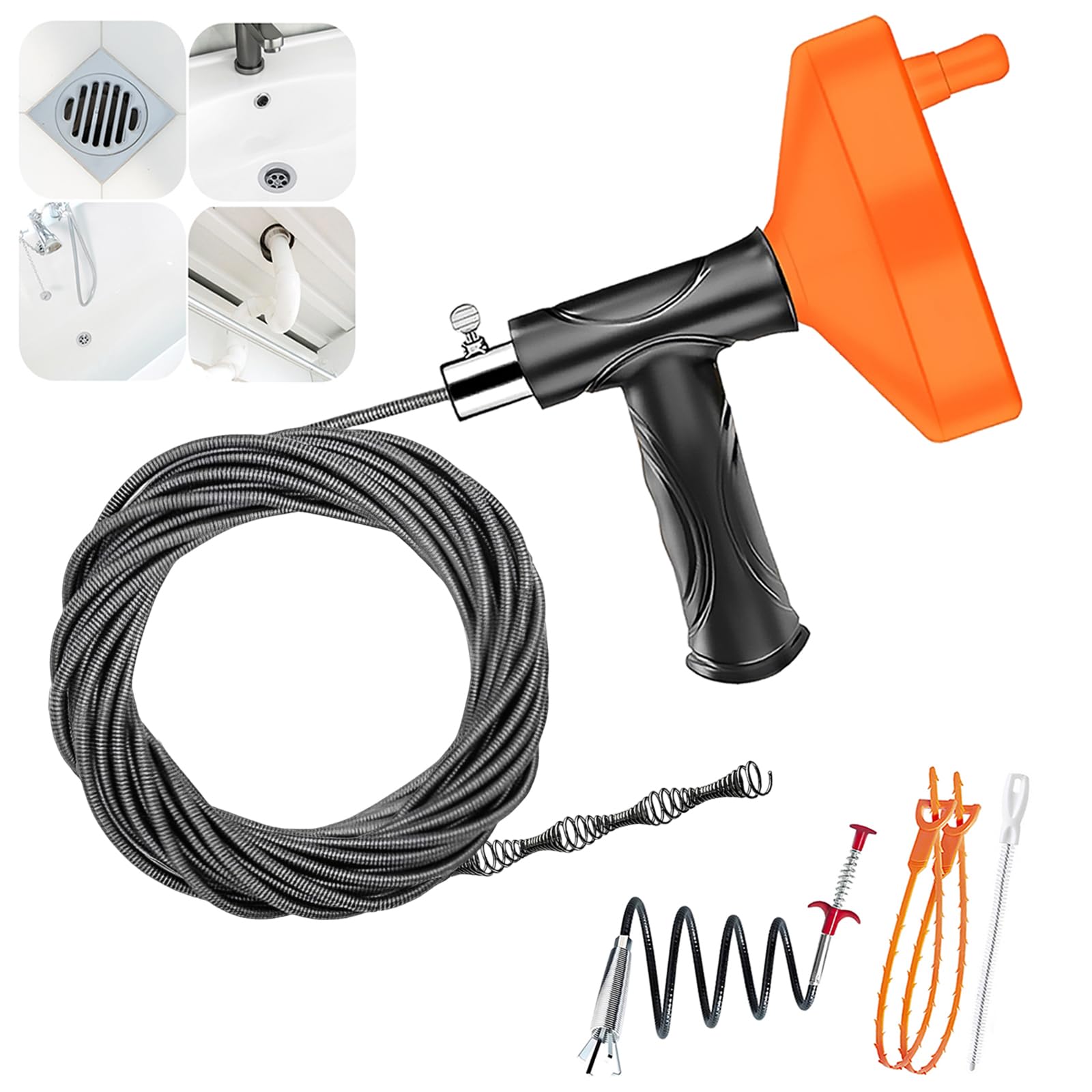 33 Feet Drain Snake Auger, Plumbing Snake Drain Hair Clog Removal Tool ...