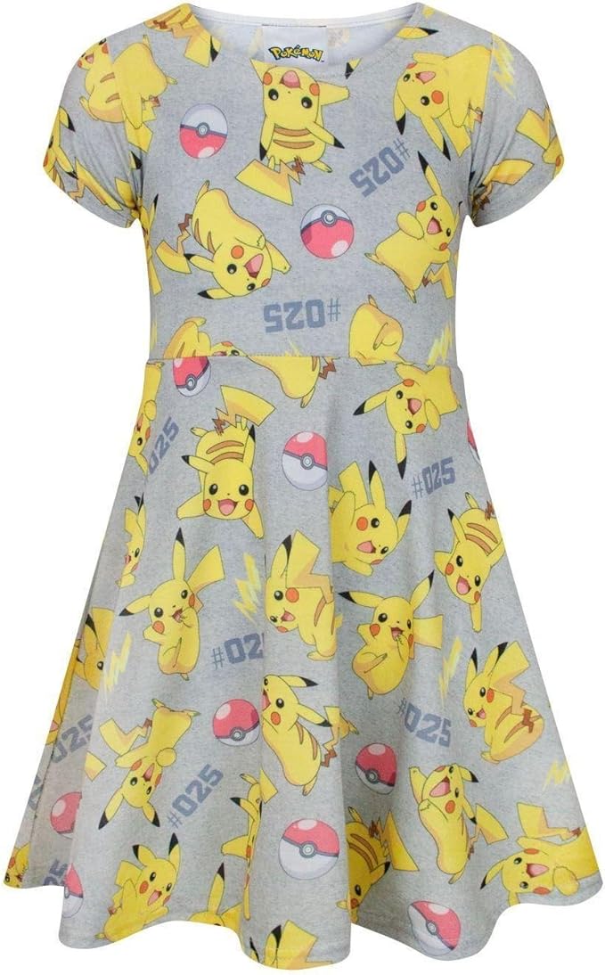 Pokèmon - Vestido de Manga Corta diseño Pikachu para niñas (13-14 Años ...