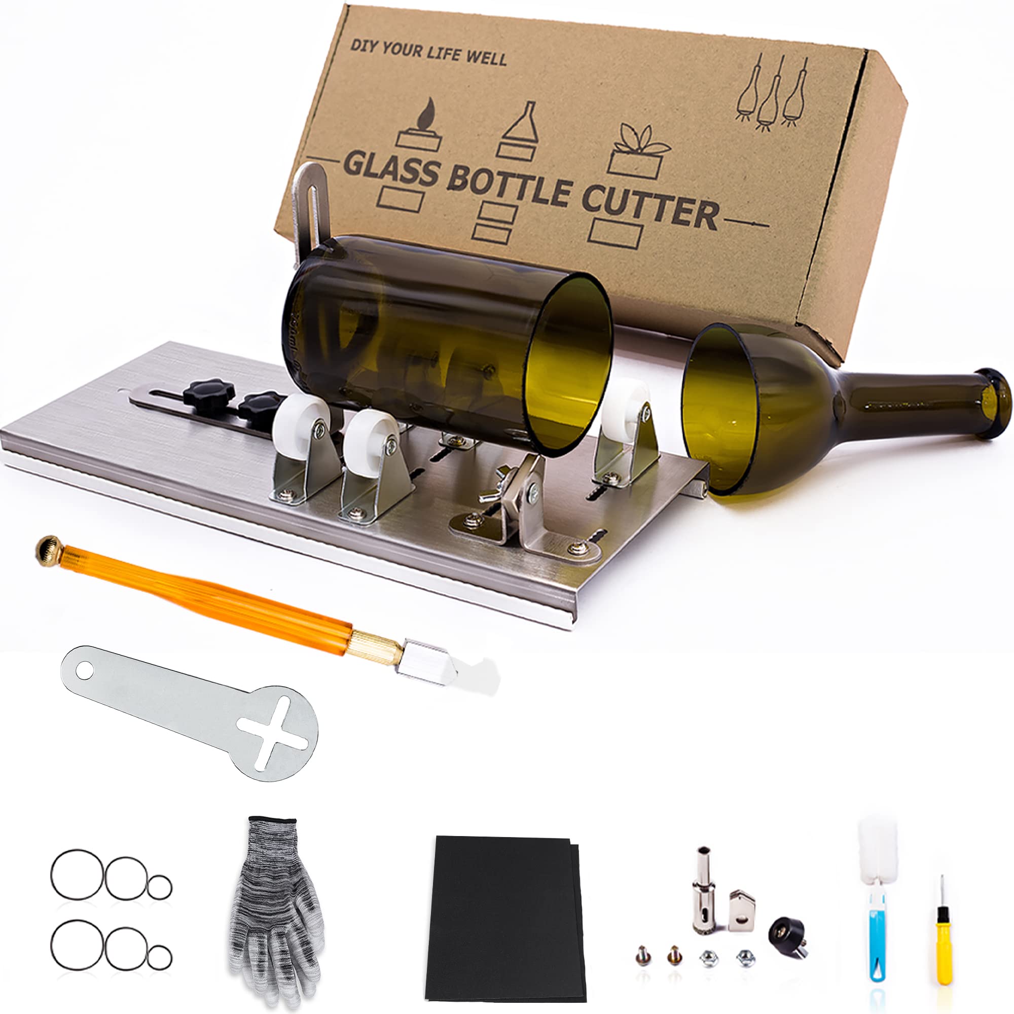 Glass Bottle Cutter, Upgraded Bottle Cutting Tool Kit, DIY Machine for ...
