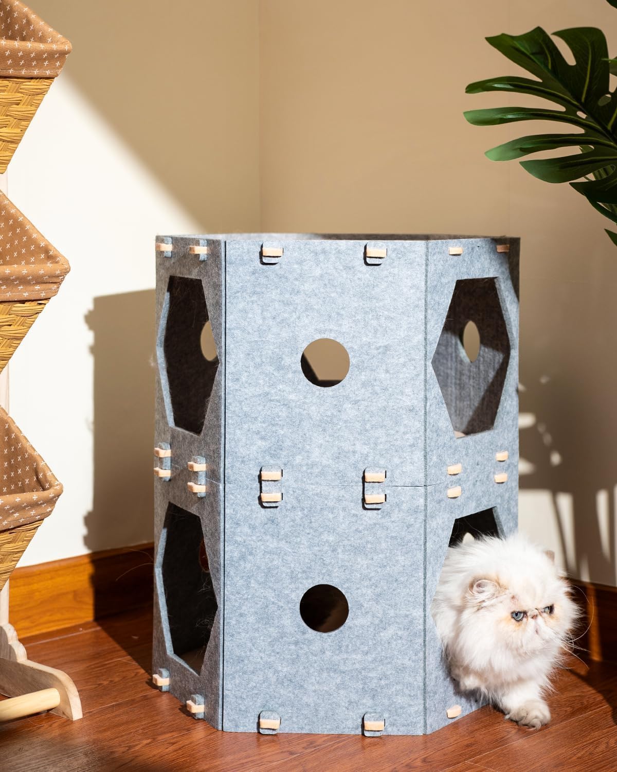 Indoor Cat Condo for Cats&Small Dogs, Muzzique DIY Large Expandable Modular Felt Pet House ...