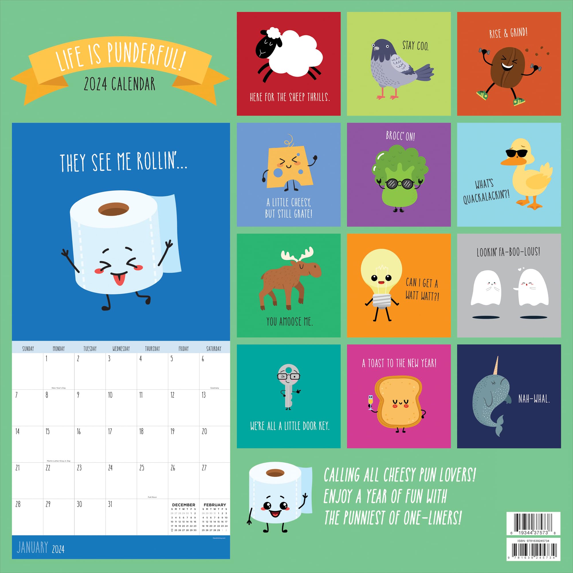 Mua TF PUBLISHING 2024 Puns Wall Calendar | Large Grids for ...