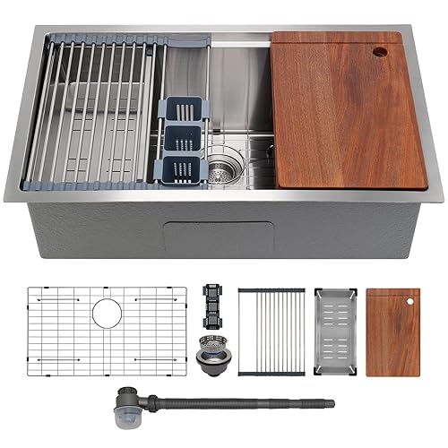 SANYCASA Kitchen Sink 32" x 19" Multifunctional Undermount Workstation ...