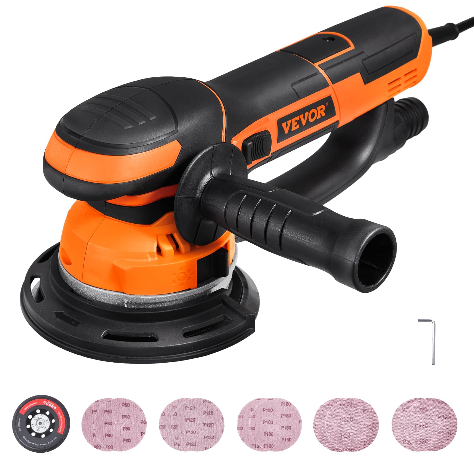 VEVOR Random Orbital Sander, 6-Inch DA & GA Dual Action Orbital Sander ...