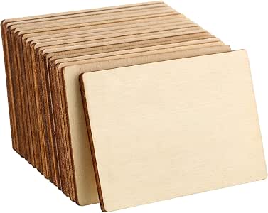 Amazon.com: 50 Pieces Blank Wood Squares Wood Pieces Unfinished Round ...