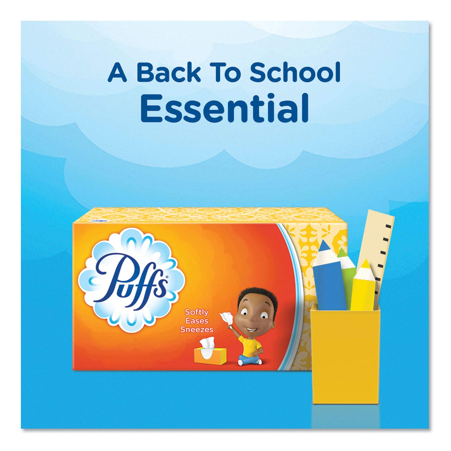 Puffs Simple Softness Non-Lotion Facial Tissue, 3 Family Size Boxes ...