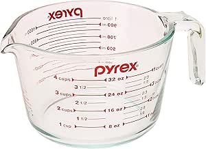 Amazon.com: Pyrex Measuring 4 Cup (32 Oz) Glass, Clear, Red: Bake And ...