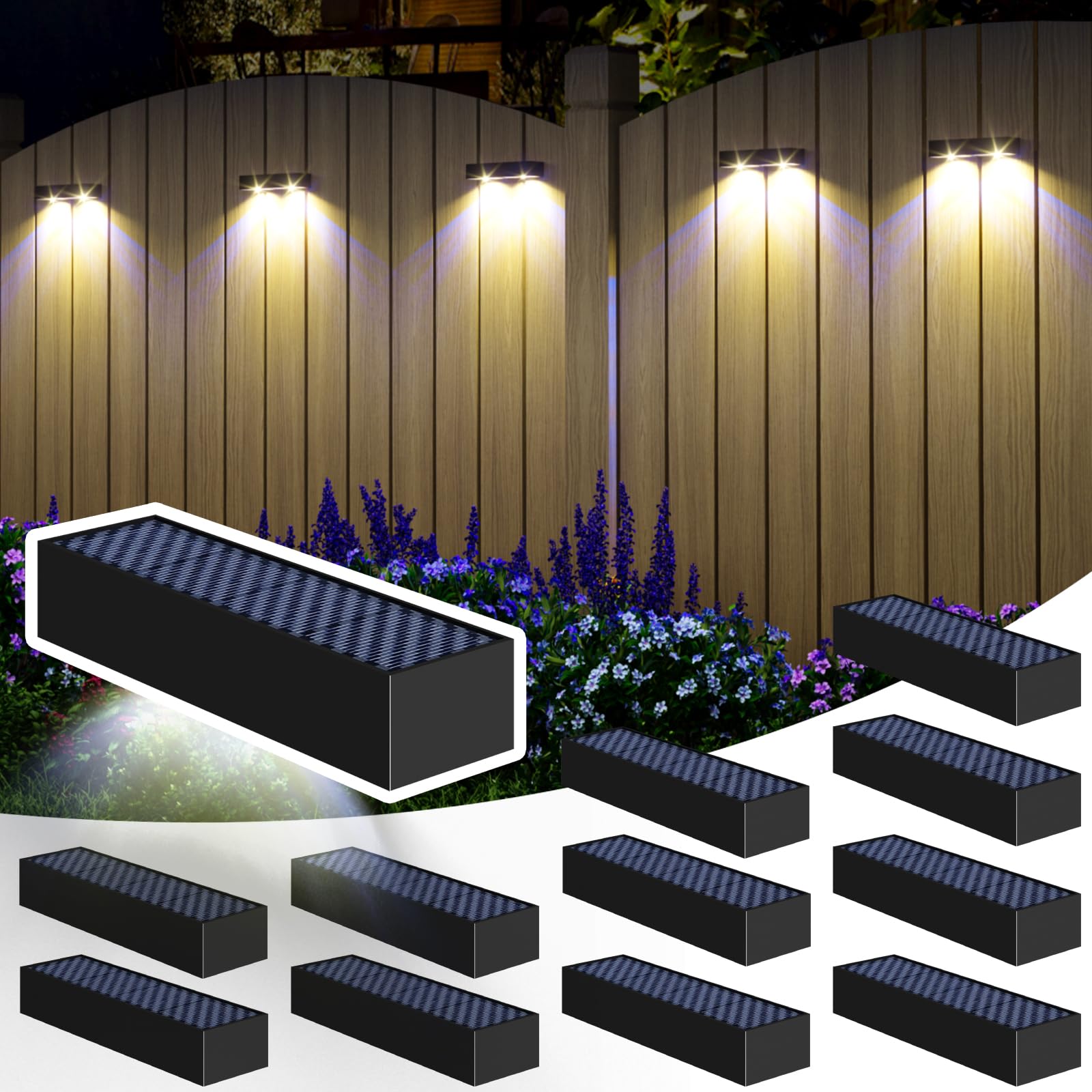 JSOT Solar Fence Lights - Step Lights Solar Stair Lights Outdoor Deck ...