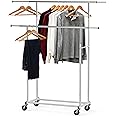Amazon.com: Simple Houseware Standard Double Rod Garment Rack, Silver ...