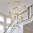 AIRYPHANT 5 Ring LED Chandelier Modern Gold Chandeliers with Remote Control Dimmable Large ...